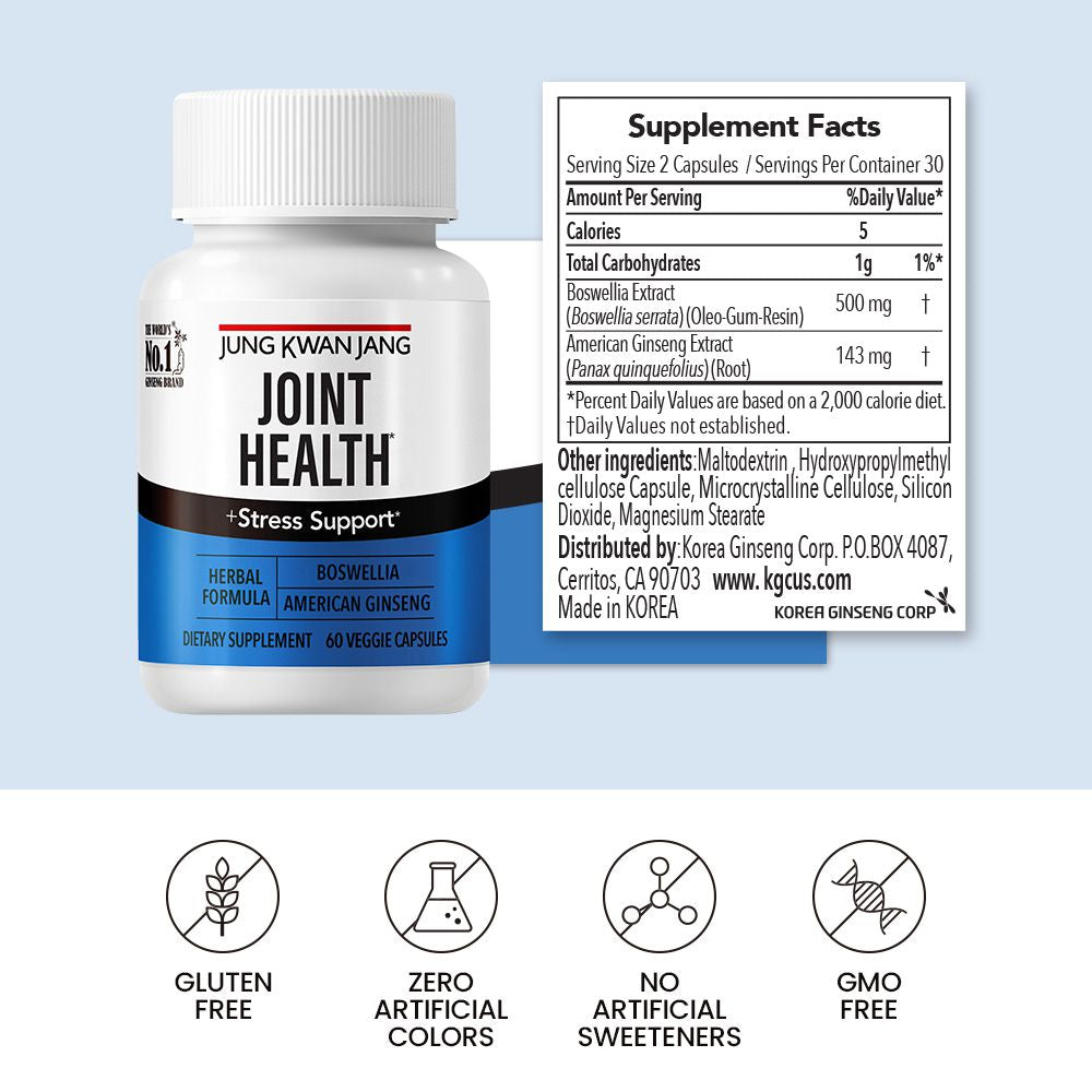 Joint Health Capsules With Boswellia Extract and American Ginseng Jung ...
